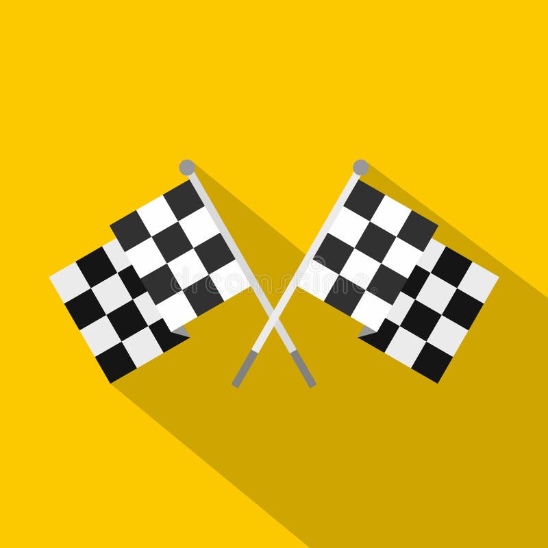 Crossed Chequered Flags Icon, Flat Style Stock Vector - Illustration of ...