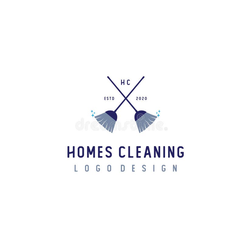 Crossed Cleaning Broom Symbol Logo Design Stock Vector - Illustration ...