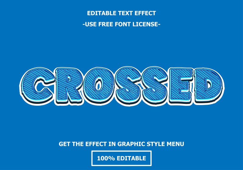 Crossed 3D Editable Text Effect Template. Style Premium Free Font ...