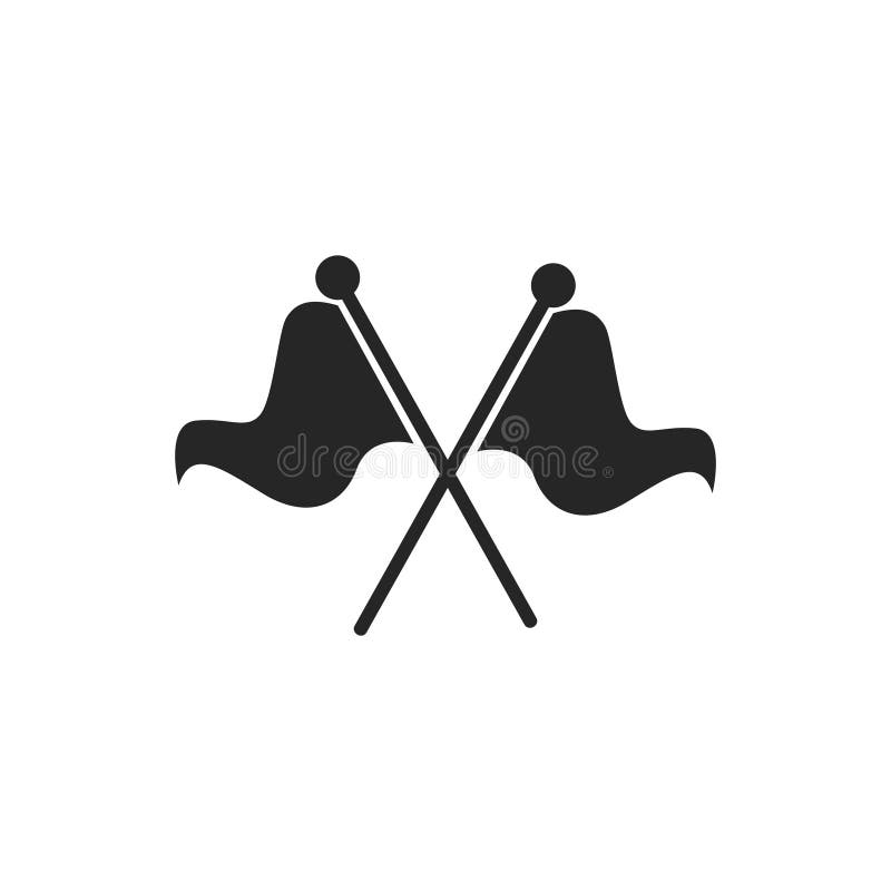 Crossed Flags. Monochrome Black and White Symbol Stock Vector ...