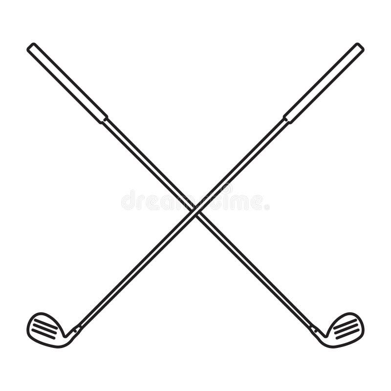 Crossed Golf Clubs Vector Illustration Decorative Design Stock Vector