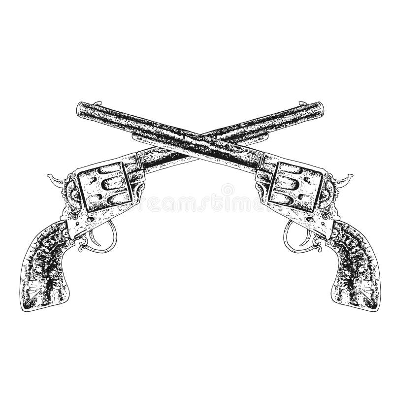 Crossed Pistol Guns stock vector. Illustration of country - 84584540