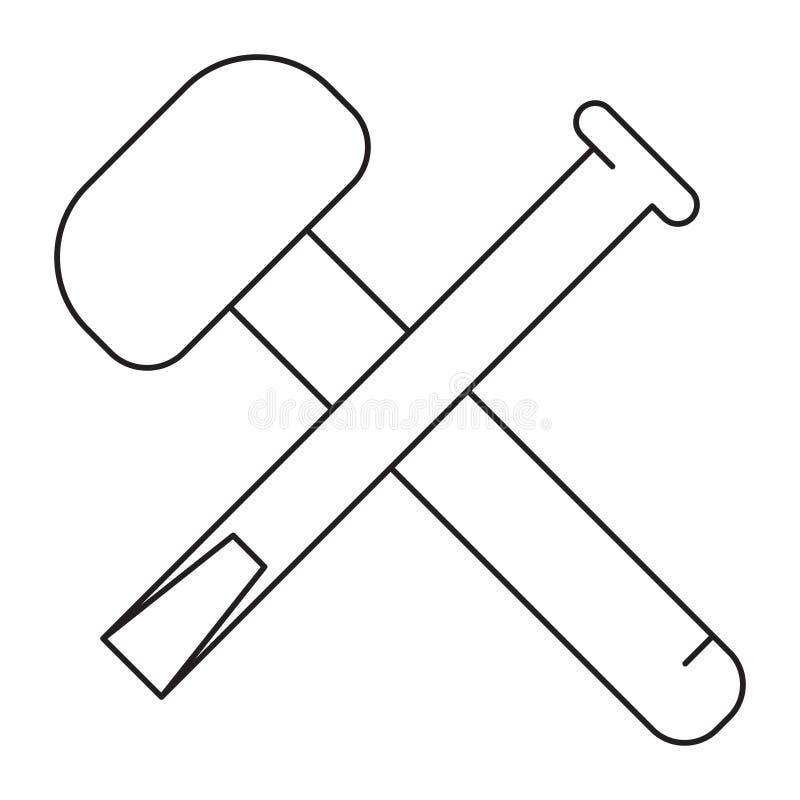 Crossed Hammer and Nail. Vector Illustration Decorative Design Stock ...