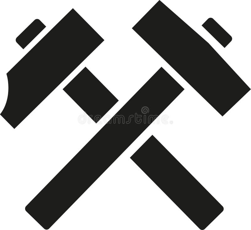 Crossed hammer and pick stock vector. Illustration of mechanic - 107168235