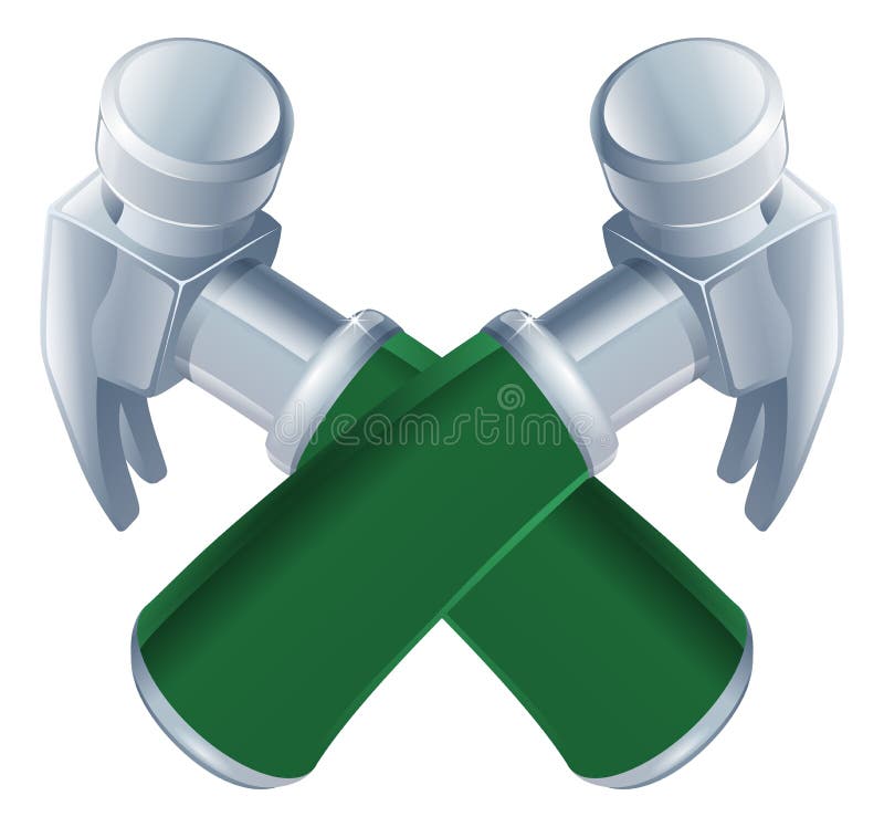 Crossed hammers icon stock vector. Illustration of chrome - 34496970
