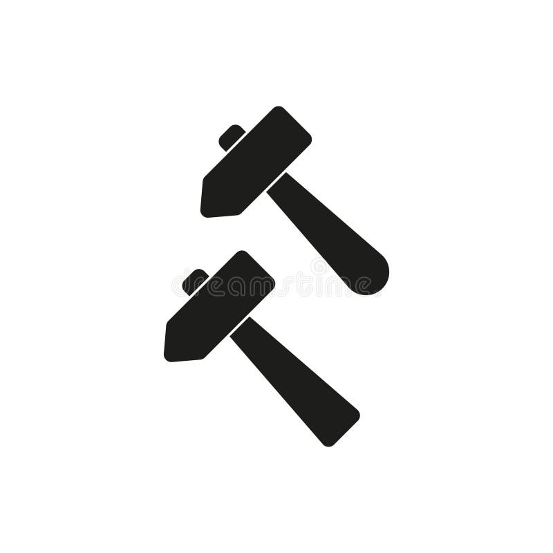 Crossed Hammers Icon. Simple Black Silhouette. Construction and Tools ...