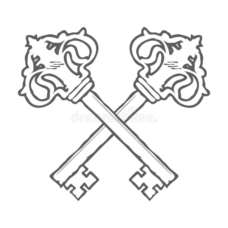 Crossed Hand Drawn Keys Design Element Vector Stock Vector ...