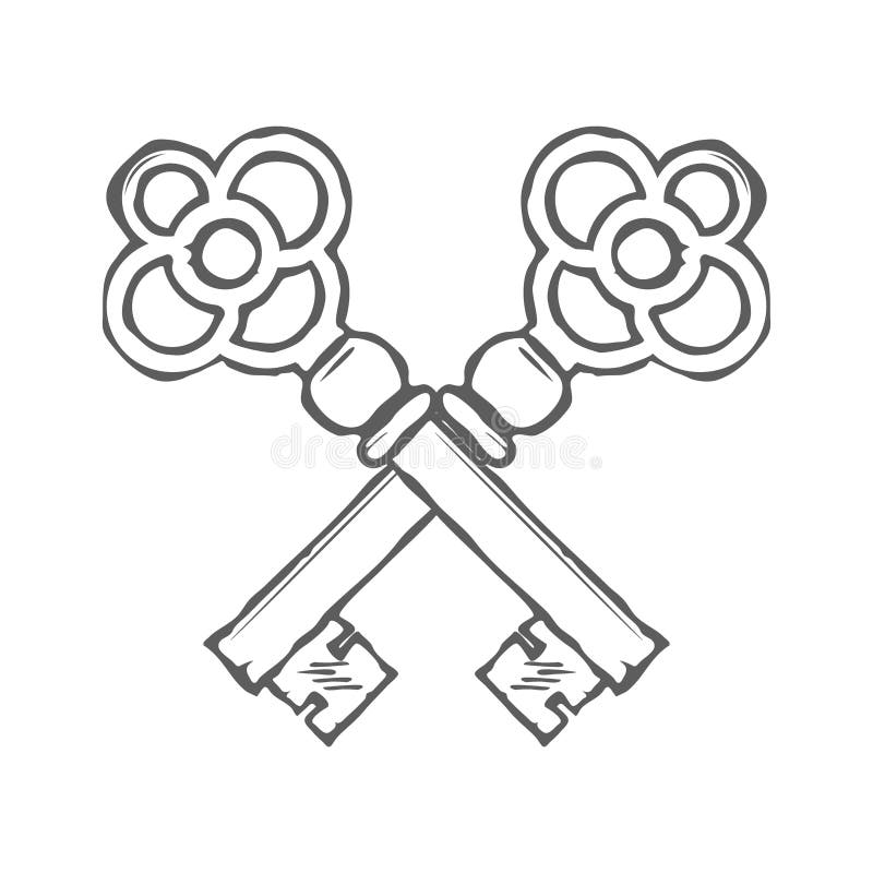 Crossed Hand Drawn Keys Design Element Vector Stock Vector ...