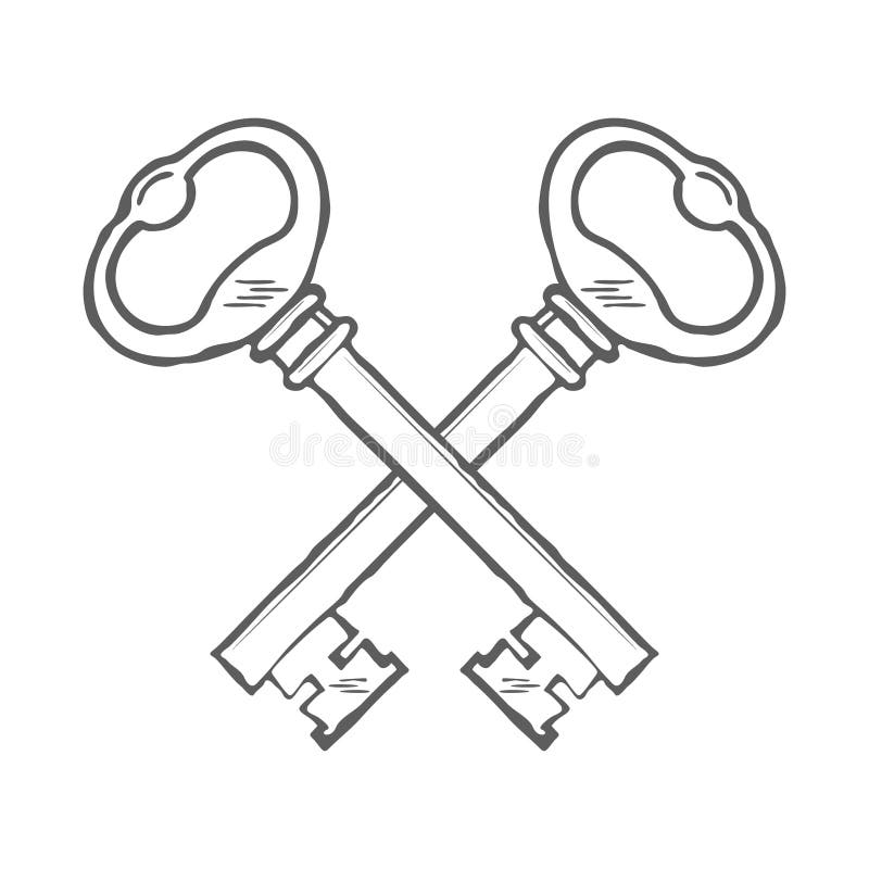 Crossed Hand Drawn Keys Design Element Vector Stock Vector ...