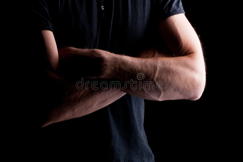 Crossed hands of man stock photo. Image of cross, tanned - 31624454