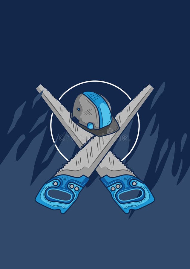 Crossed Handsaw with a Cap. Vector Illustration Decorative Background ...