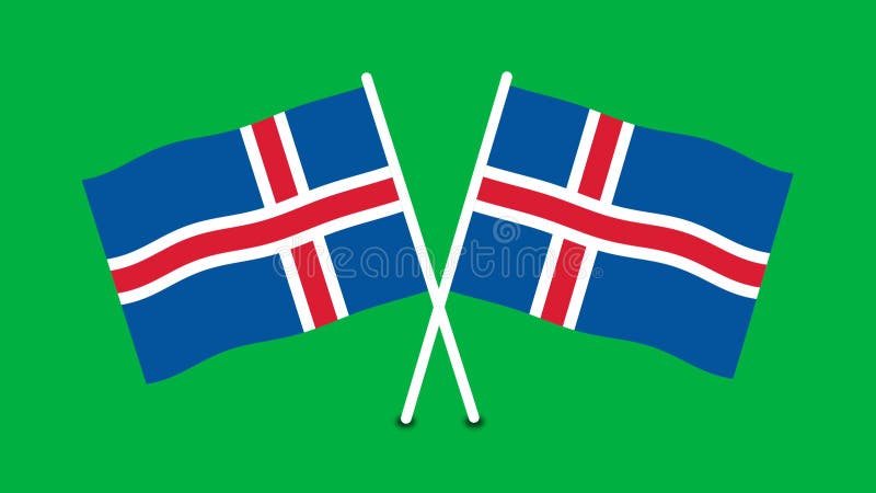 Crossed Iceland Flag Isolated on Green Screen Stock Footage - Video of ...