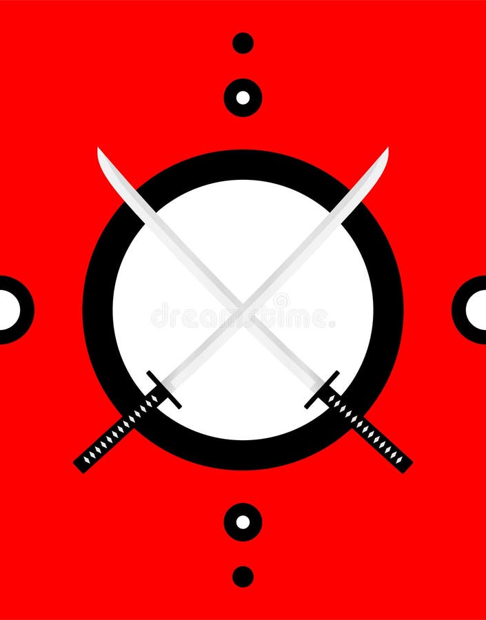 Crossed Japanese Swords. Vector Design with Two Katanas. Stock Vector ...