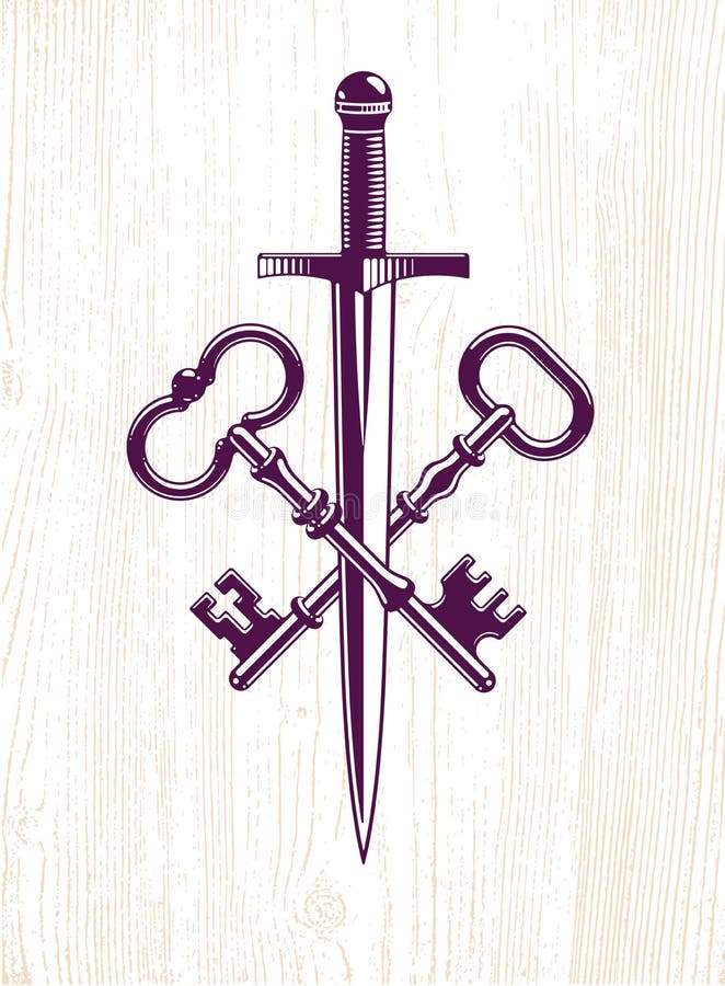 Crossed Keys and Dagger Vector Symbol Emblem, Turnkeys and Sword ...