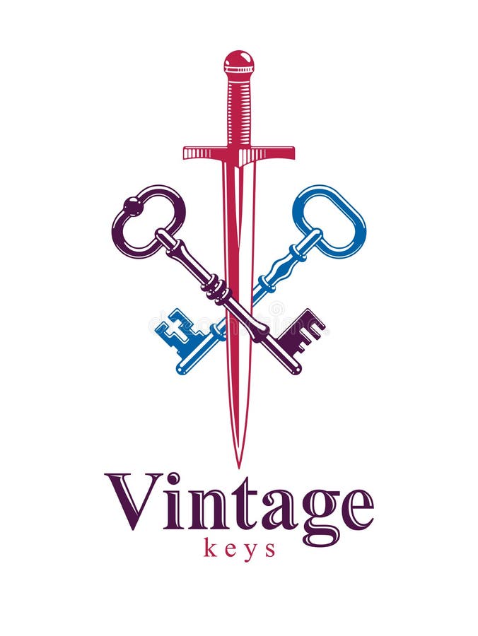 Crossed Keys and Dagger Vector Symbol Emblem, Turnkeys and Sword ...