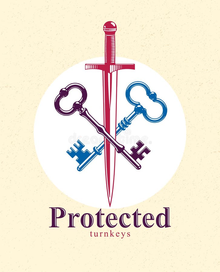 Crossed Keys and Dagger Vector Symbol Emblem, Turnkeys and Sword ...
