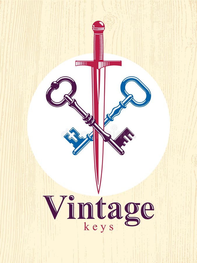 Crossed Keys and Dagger Vector Symbol Emblem, Turnkeys and Sword ...