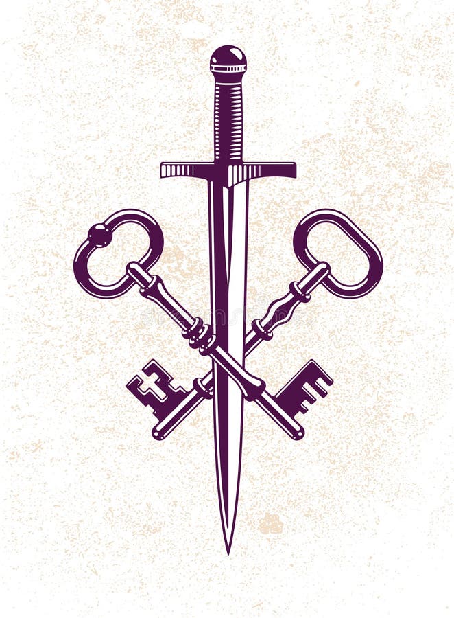 Crossed Keys and Dagger Vector Symbol Emblem, Turnkeys and Sword ...