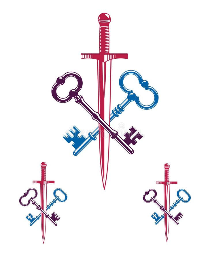 Crossed Keys and Dagger Vector Symbol Emblem, Turnkeys and Sword ...