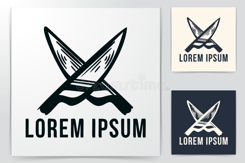 Crossed Knife, Slaughter and Cooking Logo Design Stock Vector ...