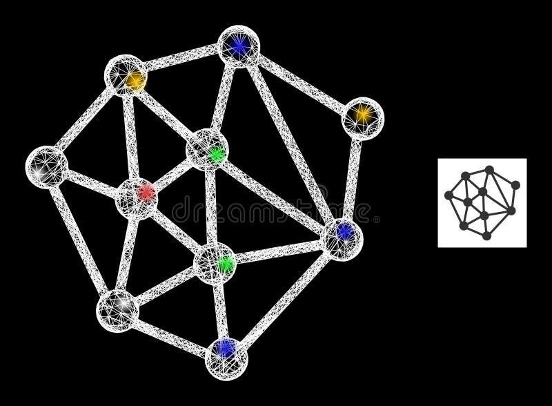 Crossed Mesh Structure Icon with Multicolored Glitter Dots Stock Vector ...