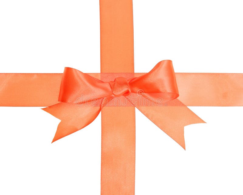 Crossed Orange Ribbons with Bow Stock Image - Image of shining, present ...