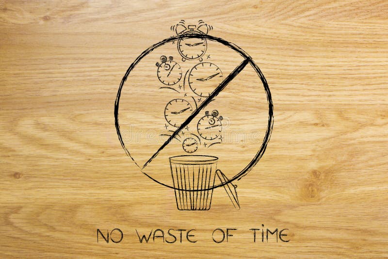 Crossed Out Clocks Falling into the Bin, No Waste of Time Stock ...