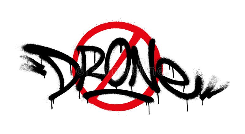 Crossed Out Drone Sprayed Font Graffiti with Overspray in Black Over ...