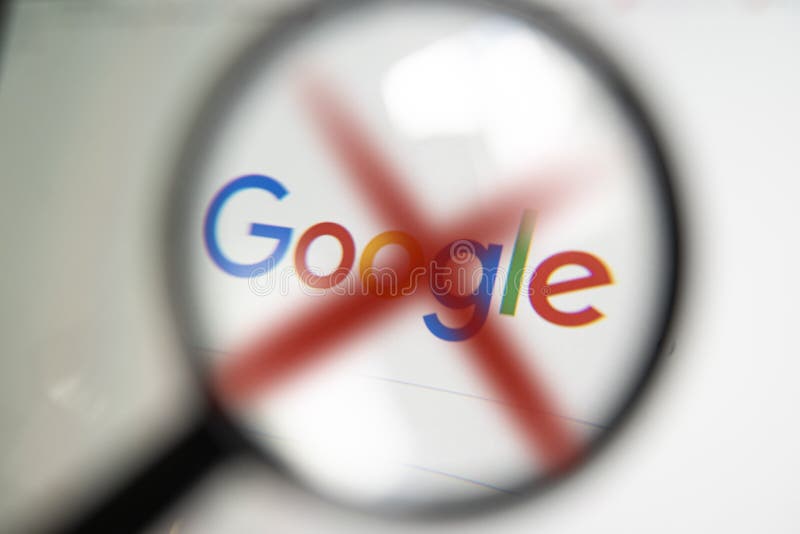 Crossed-out Icon Google on a Screen. June 20, 2022. Barnaul Editorial ...