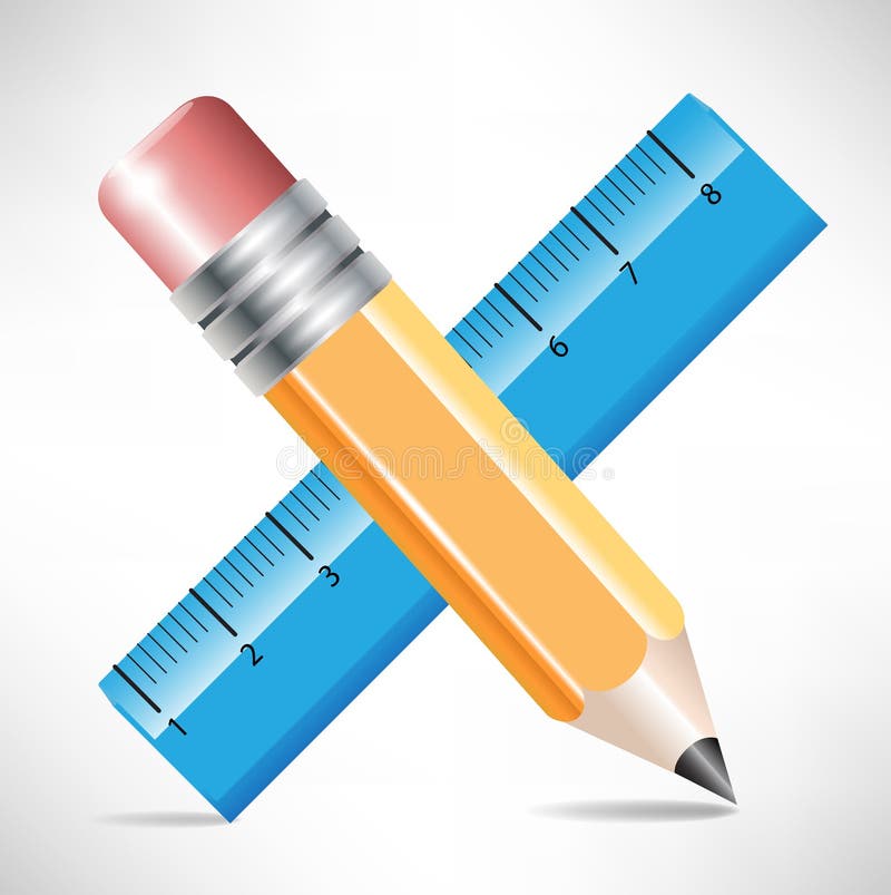 Crossed pencil and ruler stock vector. Illustration of icon - 22505476