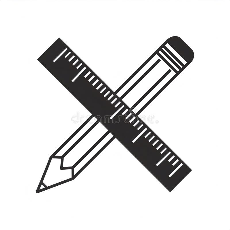 Crossed Pencil and Ruler Icon Symbolizing Design, Architecture ...