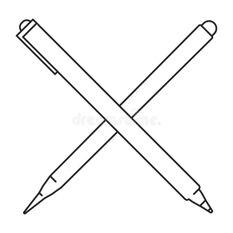Crossed Pens. Vector Illustration Decorative Design Stock Vector ...