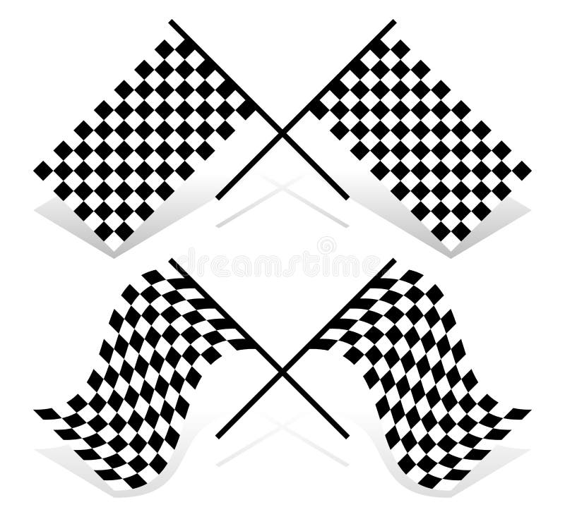 Crossed Racing Flag Set. Resting and Waving Version. Stock Vector ...
