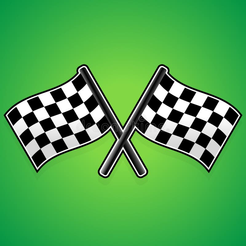 2 Crossed Racing Flags with Empty Banner, Plaque Shape for Texts Stock ...
