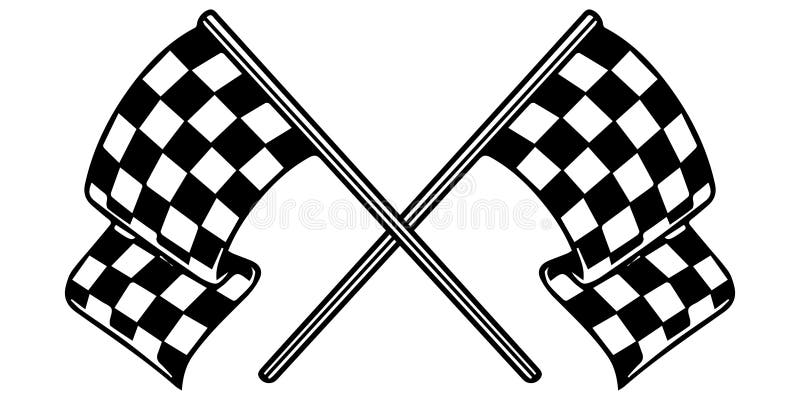 Crossed Racing Flags. Stylish Checkerboard Curly Flags. Stock Vector ...