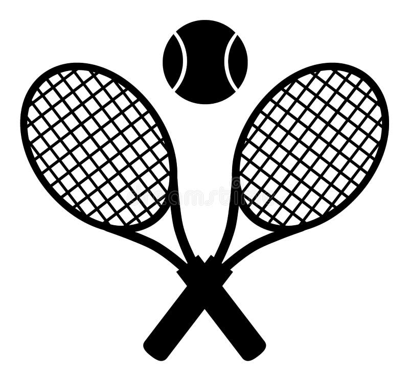 Crossed Racket and Tennis Ball Black Silhouette Stock Vector ... Crossed Racket and Tennis Ball Black Silhouette Stock Vector ...