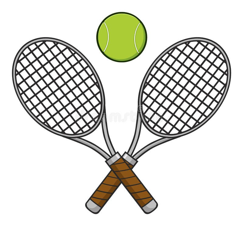 Crossed Racket and Tennis Ball Stock Vector - Illustration of equipment ...