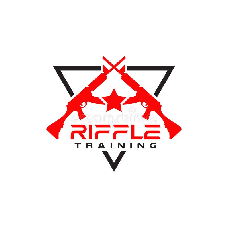 Crossed Riffle with Triangle Shield Logo Design Stock Vector ...