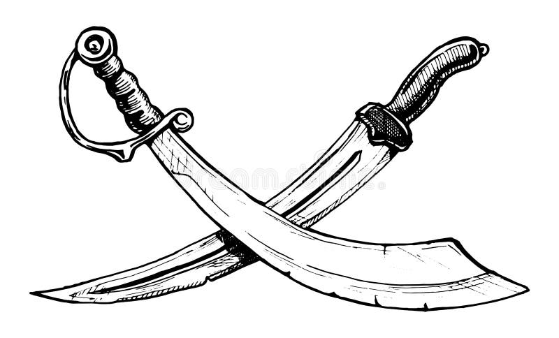 Scimitar sword mixed set stock illustration. Illustration of blade ...