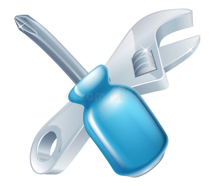 Crossed Screwdriver and Spanner Stock Vector - Illustration of icon ...