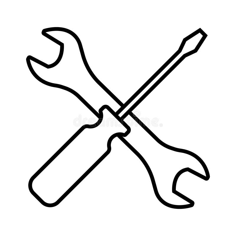 Crossed Screwdriver and Wrench Icon in Linear Style. Stock Illustration ...