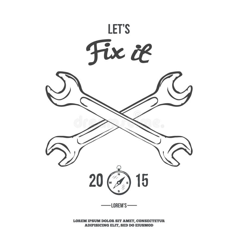 Two Spanners Crossed, Manufacturing Theme, Workshop Symbol. A Si Stock ...