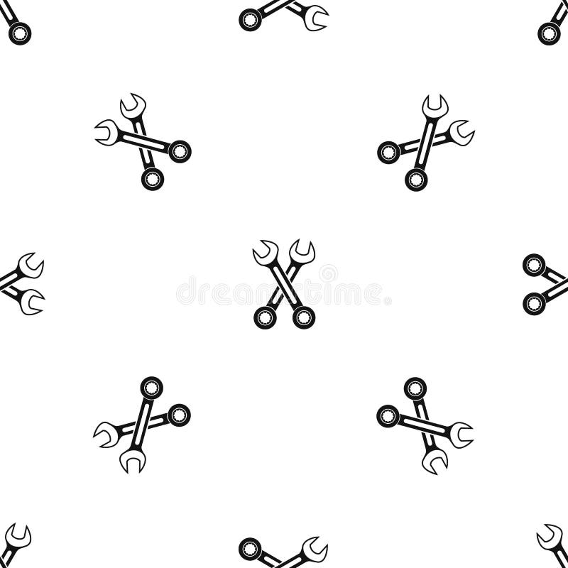 Crossed Spanners Pattern Seamless Black Stock Vector - Illustration of ...