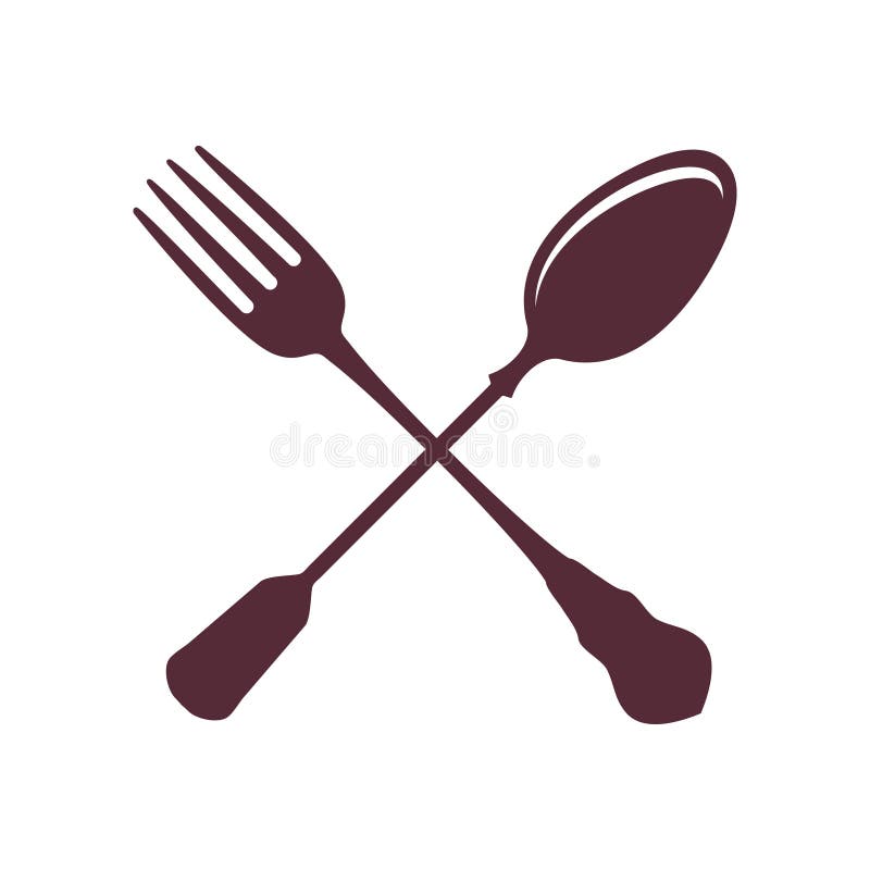Crossed Spoon with Fork Isolated on White Background Vector Stock ...