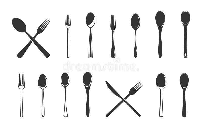 Crossed Spoon Vector, Crossed Spoon Silhouette, Crossed Spoon and Fork ...