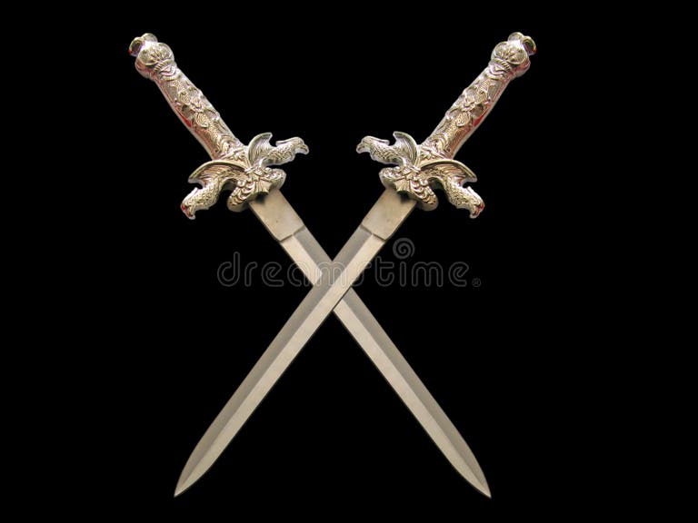 Crossed swords in the dark stock photo. Image of decorated - 6836666