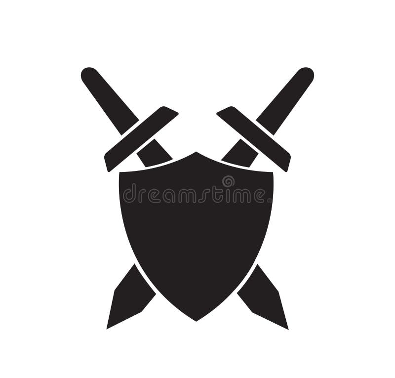 Crossed Swords and Shield Silhouette Vector Illustration Stock Vector ... Crossed Swords and Shield Silhouette Vector Illustration Stock Vector ...