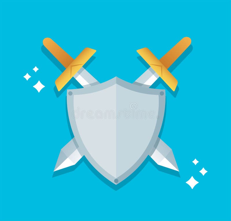 Crossed Swords and Shield Vector Illustration Stock Vector ...