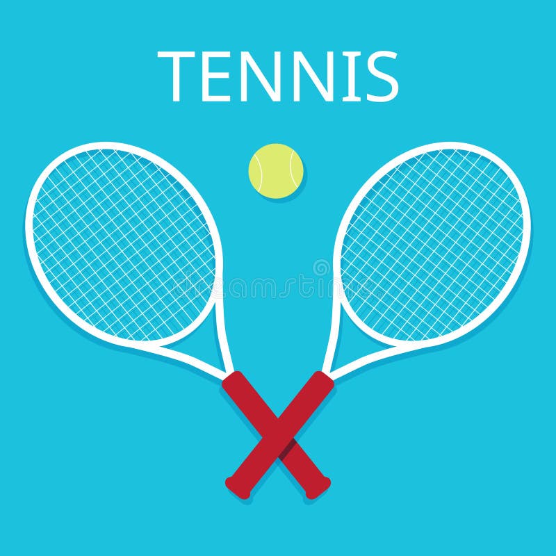Crossed Tennis Rackets with Ball on Blue Background Stock Illustration ...