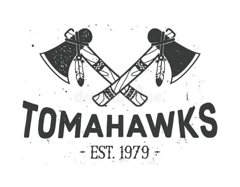 Crossed tomahawks design stock illustration. Illustration of hipster ...